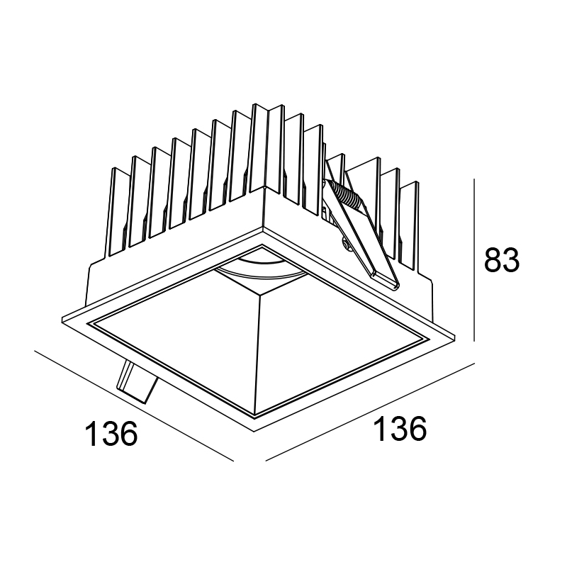 IP65 square recessed downlight 26W square recessed downlight